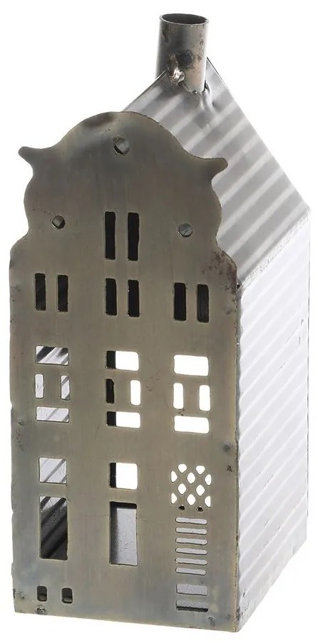 Mosazný antik kovový domek na svíčku Canie - 7*7*10 cm
