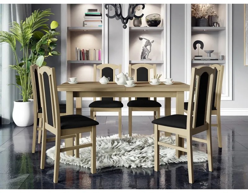 Rozkládací jídelní stůl se 6 židlemi AL06, Barva dřeva: sonoma-L, Potah: Soro 28