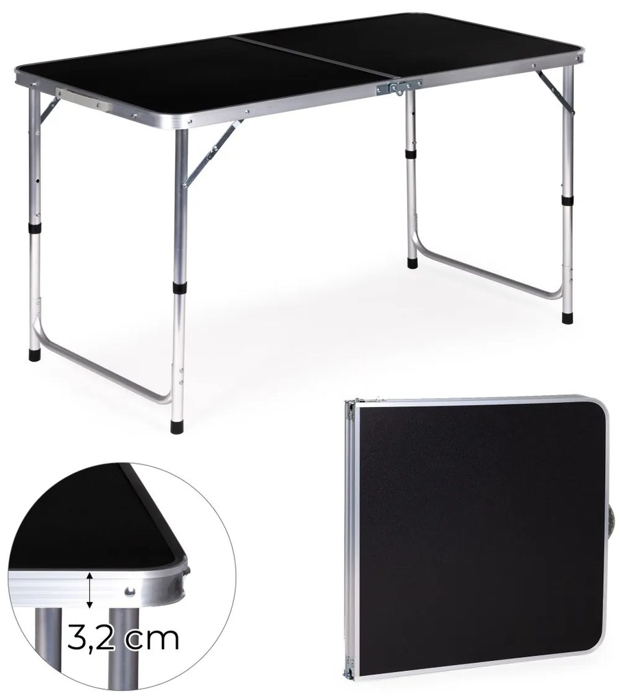 Skládací turistický stůl Veloca 120x60 cm černý