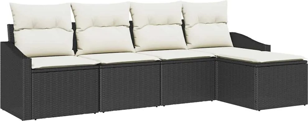Set pohovek 5 ks Hnědá a krémová polyratan 3355356