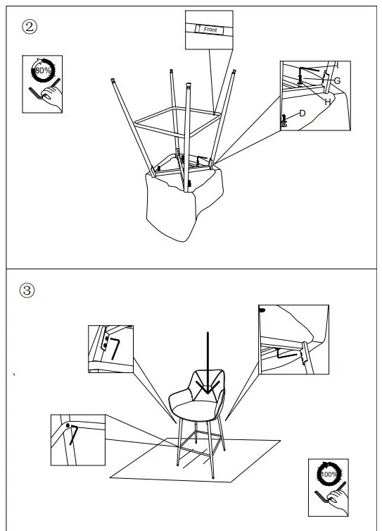 Mauro Ferretti Barové židle SET 2 ks 55X55X109 cm