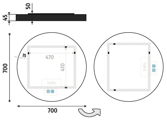 NIMCO ZPC 31001RVX-90 - LED Koupelnové podsvícené zrcadlo 3000-6500K 70 cm IP44