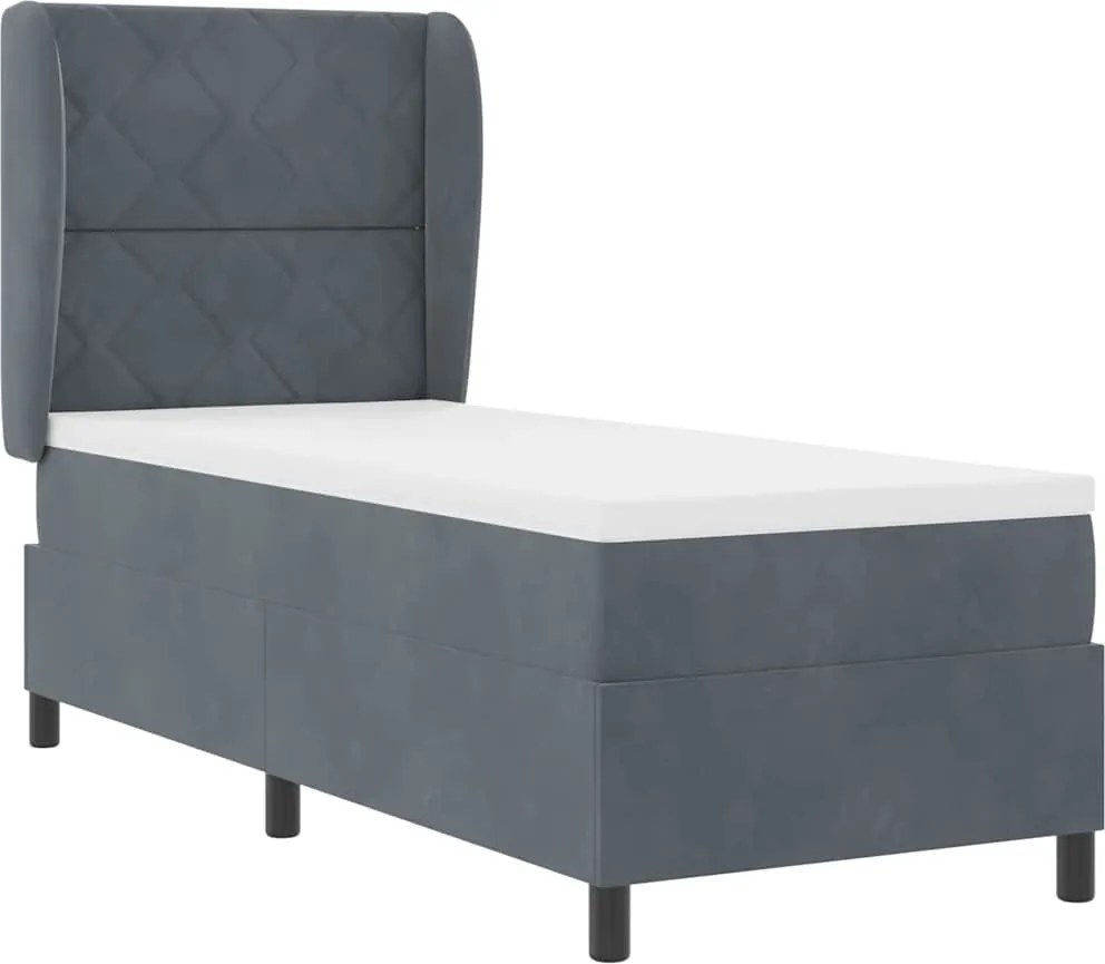 Postel s boxspringem s čelo Tmavě šedá 200 x 80 cm samet 3340953