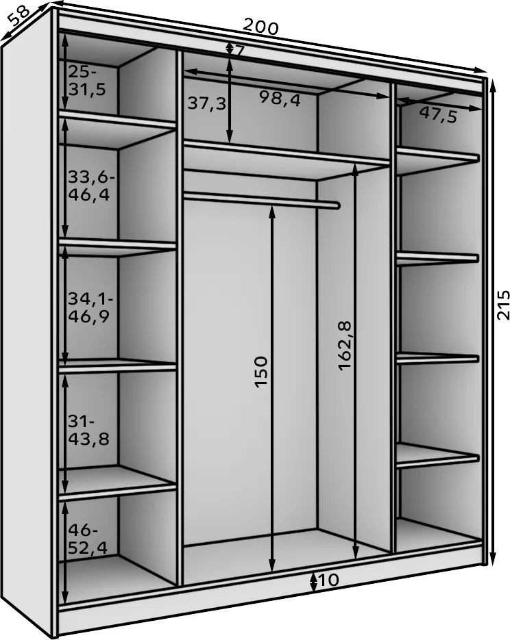 ADRK Furniture Posuvná skříň Greta 200