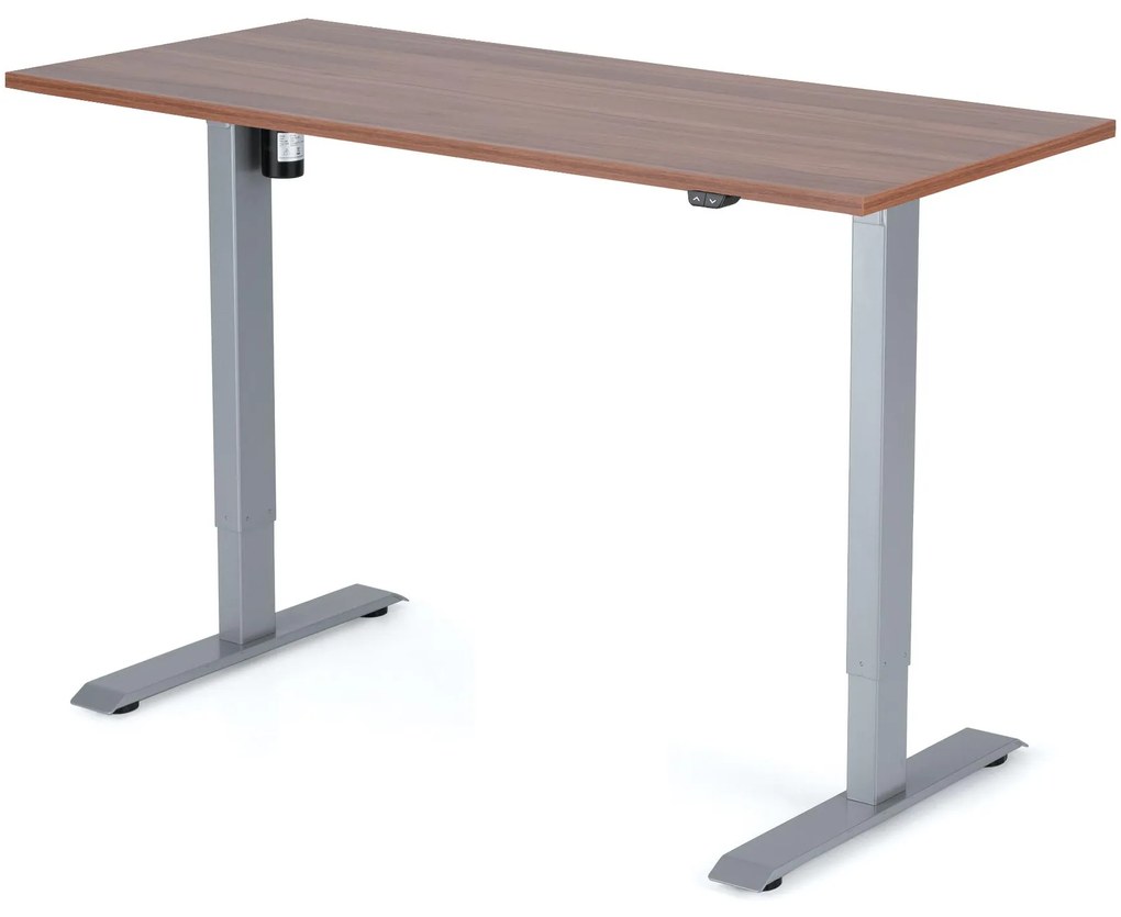 Výškově nastavitelný stůl Liftor 2segmentové nohy šedé,   deska 1380 x 650 x 25 mm ořech