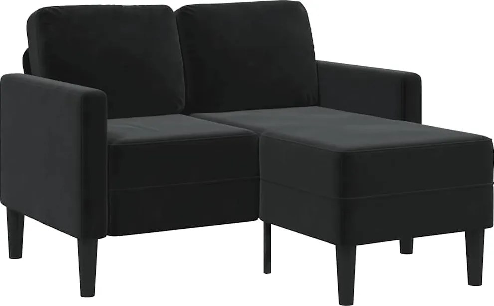 vidaXL Dvoumístná pohovka s lehátkem ve tvaru L 125 cm samet [4107072] Barva: Černá