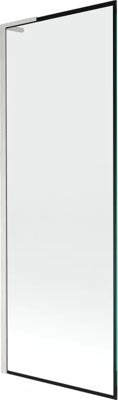 Mexen Next L, 1-křídlová vanová zástěna 70 x 150 cm, 6mm čiré sklo-černý vzor, 6mm čiré sklo, profil broušená ocel, 895-070-000-03-70-97