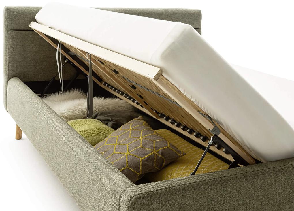 Dvoulůžková postel anika s úložným prostorem 140 x 200 cm zelená MUZZA