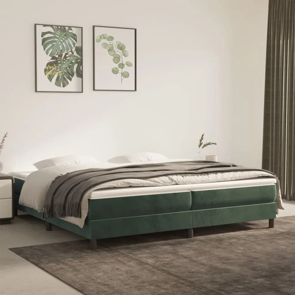 Box spring postel s matrací tmavě zelená 200x200 cm samet 3144354