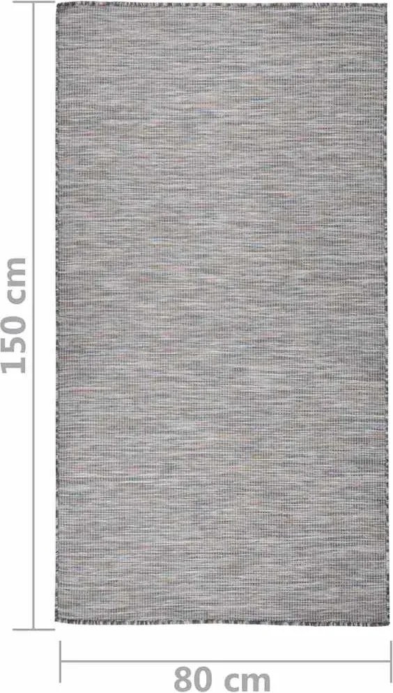 Venkovní hladce tkaný koberec 80 x 150 cm hnědý a modrý 340813