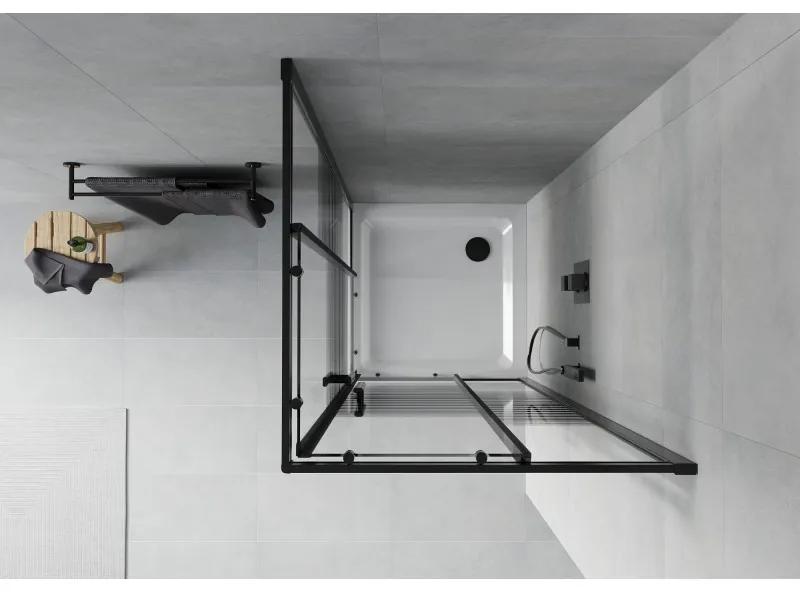 Mexen Rio čtvercový sprchový kout 70 x 70 cm, Pruhy, Černá + sprchová vanička Flat, Bílá - 860-070-070-70-20-4010B