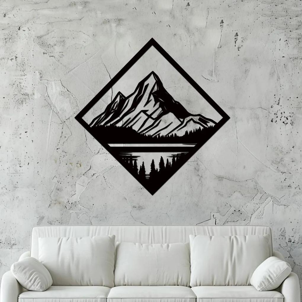 dřevo života Dřevěný obraz Pohled na hory Rozměry (cm): 80x80, Barevný vzor: Bílá