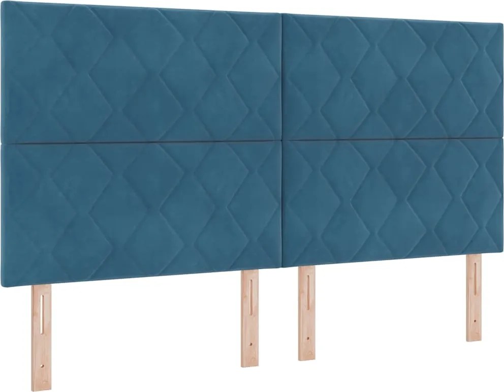Postel s boxspringem s čelo Tmavě modrá 180 x 200 cm samet 3345027