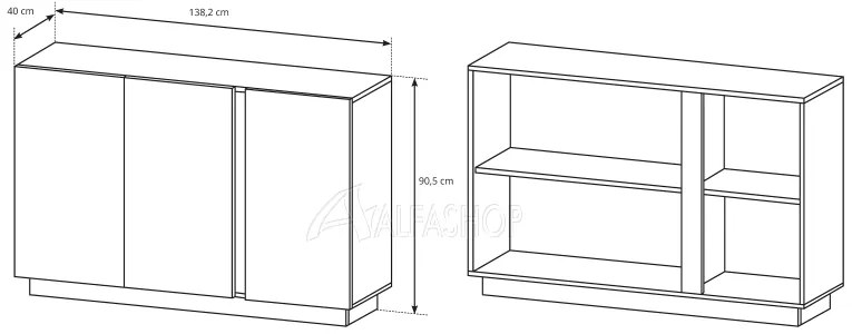 ALFASHOP ARKO komoda 3D bílá lesk