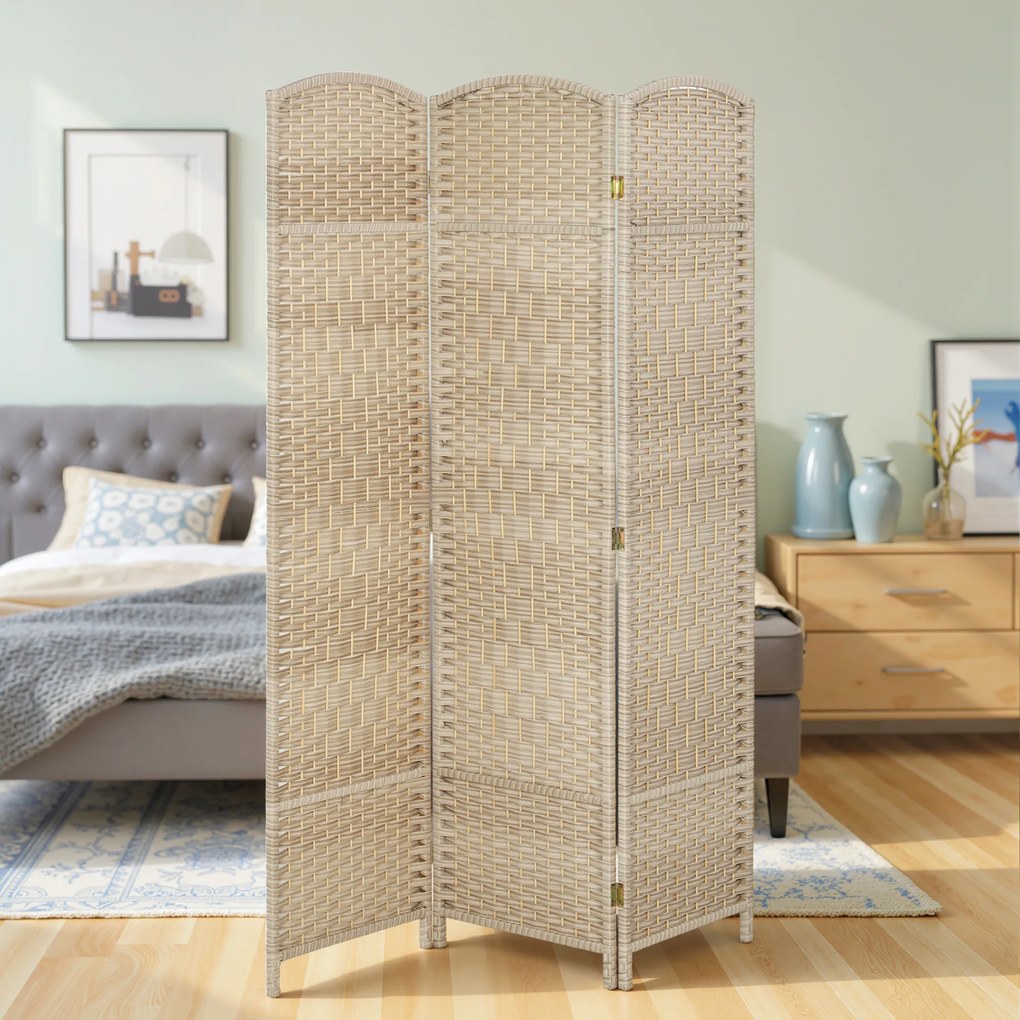 HOMCOM vnitřní paraván ze dřeva 3 panely skládací dělič prostoru pro obývací pokoj, ložnici 135 x 180 cm dub