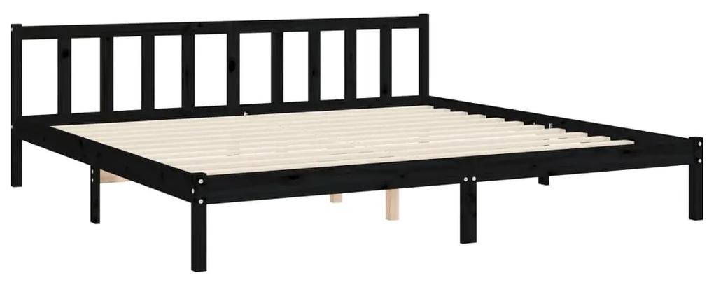 Rám postele s čelem černý 200 x 200 cm masivní dřevo,  3192515