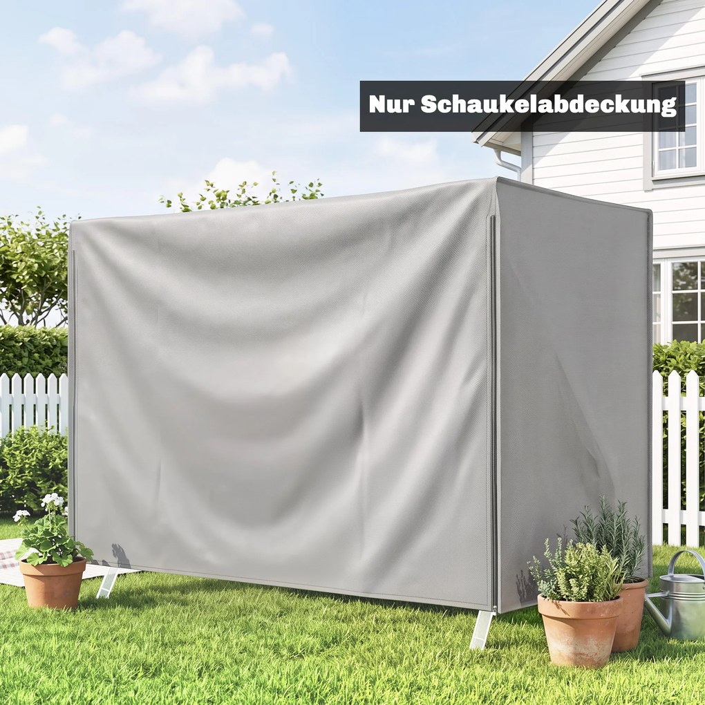 Outsunny kryt na zahradní houpačku, ochranný kryt na hollywoodskou houpačku, kryt, nepromokavý, ochrana proti slunci, Oxford, šedý 205 x 124 x 164 cm