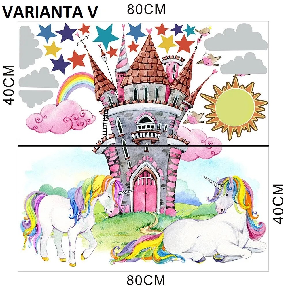 Samolepky na zeď - jednorožci, více variant Varianta: Varianta V