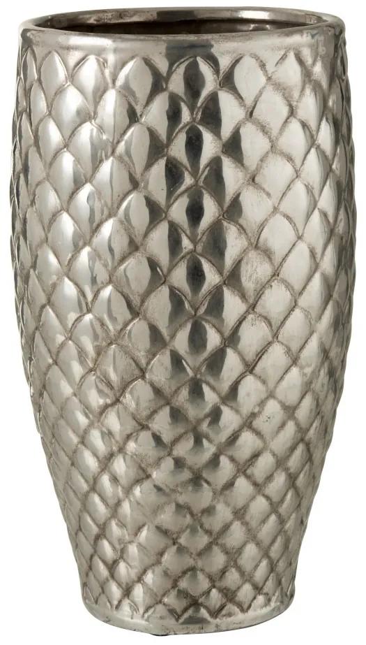 Stříbrná kovová váza Checkered large - Ø23*40 cm