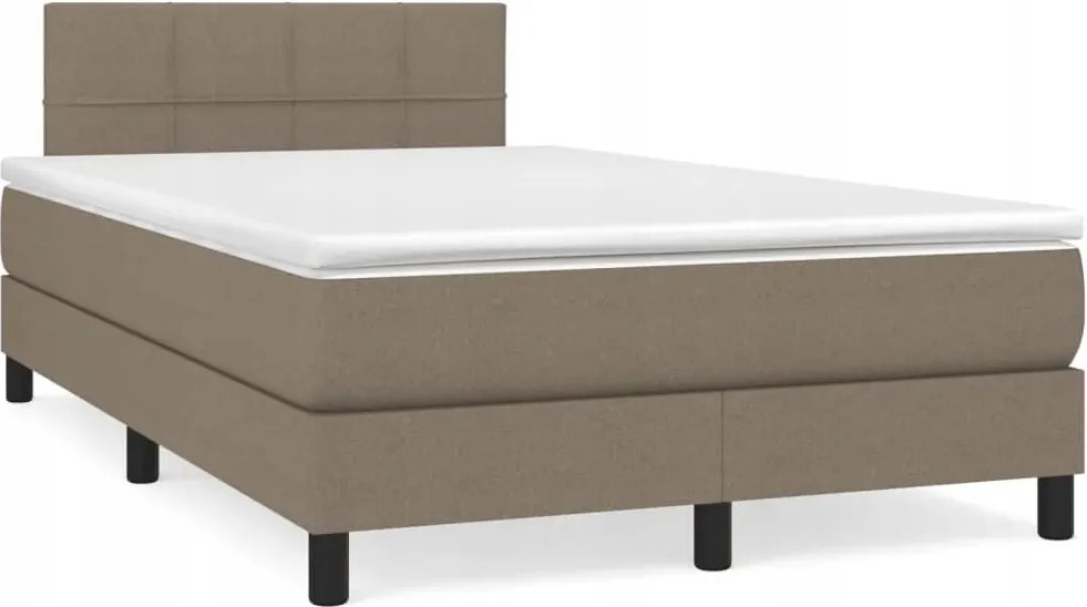 Box Spring Postel S Matrací A Led Textil Taupe Blok se čtverci 120 x 190