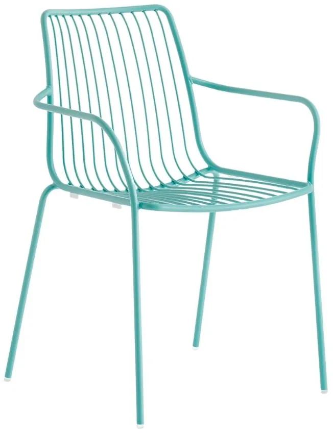 OnaDnes -20% Pedrali Tyrkysová kovová zahradní židle Nolita 3656 s područkami