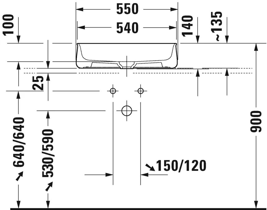 Duravit Zencha - Umyvadlová mísa 550x390x140 mm, bílá matná 2373553279