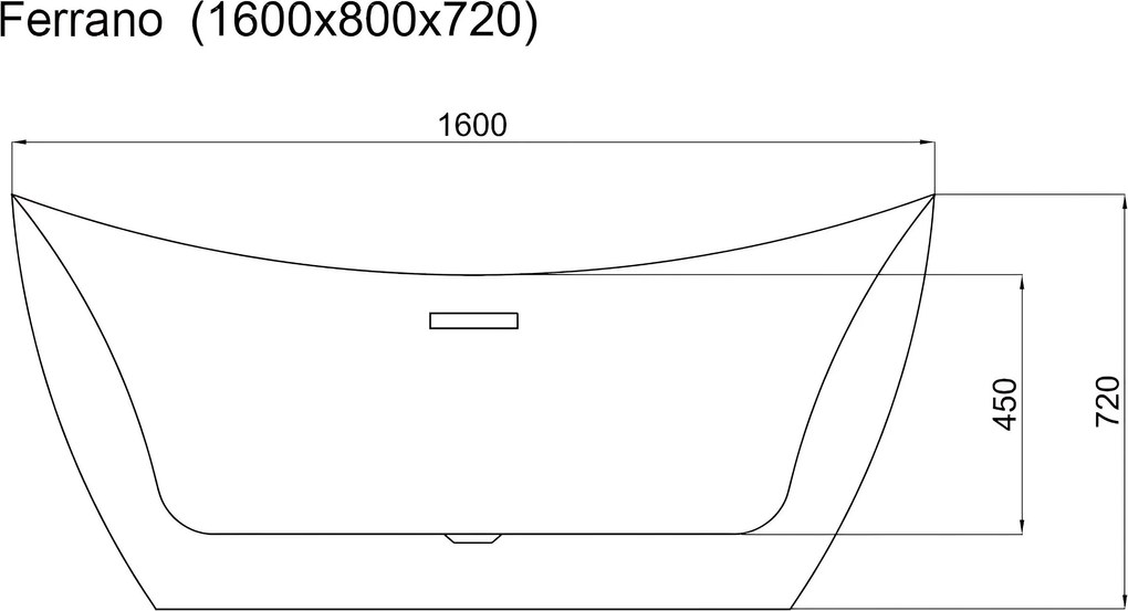 Volně stojící akrylátová vana REA FERRANO SLIM 160x80 cm bílý, sifon Click-Clack - černý