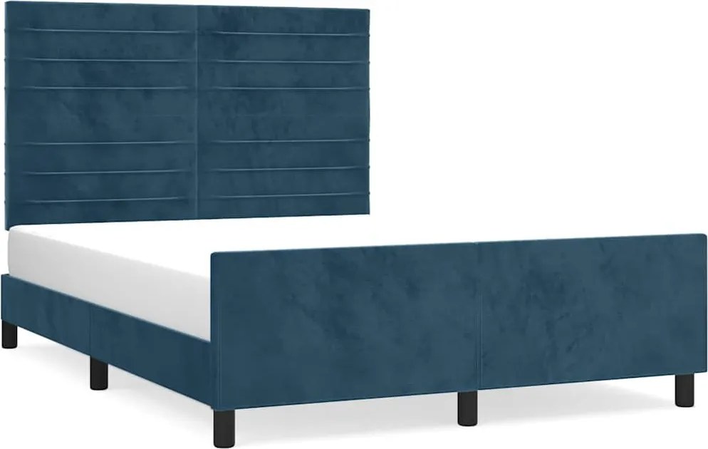 Rám postele bez matrace tmavě modrý 140x200 cm samet 3125883