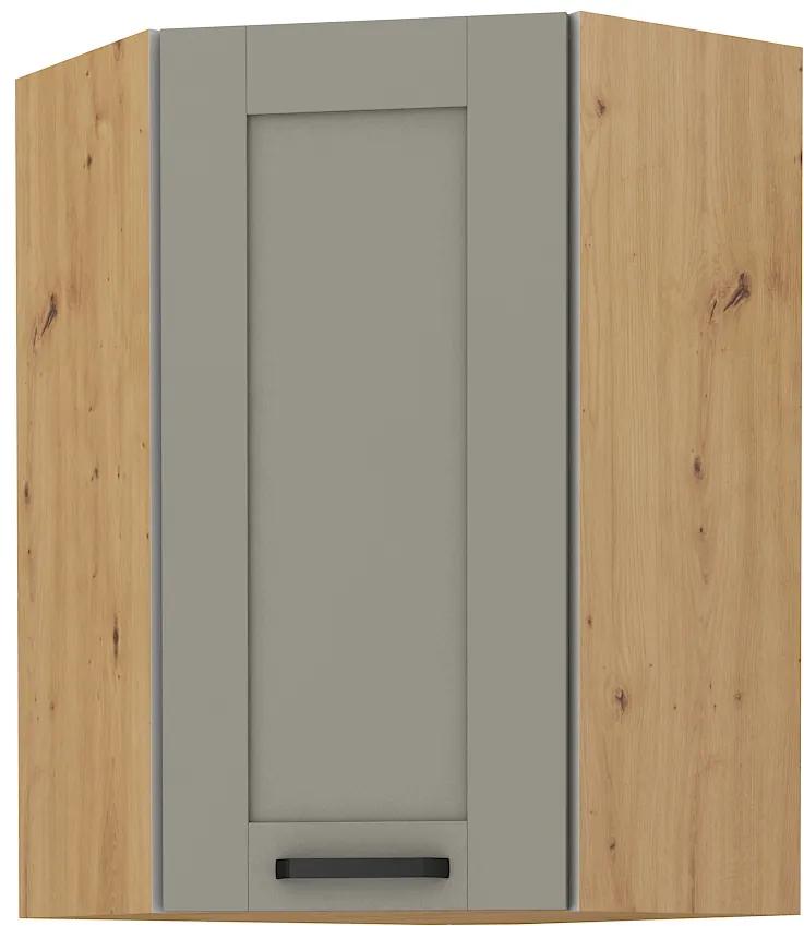 STL Rohová skříňka horní LUNA (výška 90 cm) Barevné provedení LUNA: Bílá / Prachově šedá