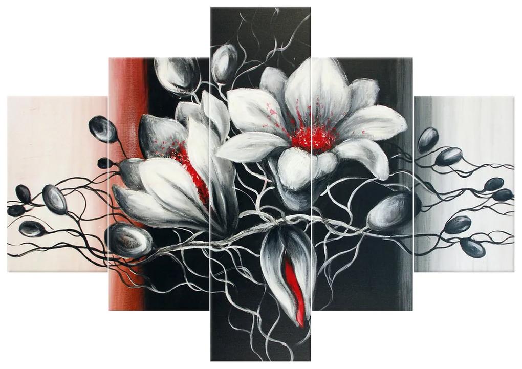 Gario Ručně malovaný obraz Bílá krása - 5 dílný Rozměry: 150 x 70 cm