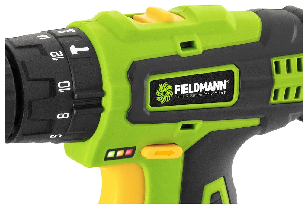 Fieldmann FDV 10352-55AR Aku vrtačka Li-Ion 14,4 V / 2000 mAh vrtačka s funkcí příklepu, Celkem 55 ks příslušenství, Praktický plastový kufřík, LED