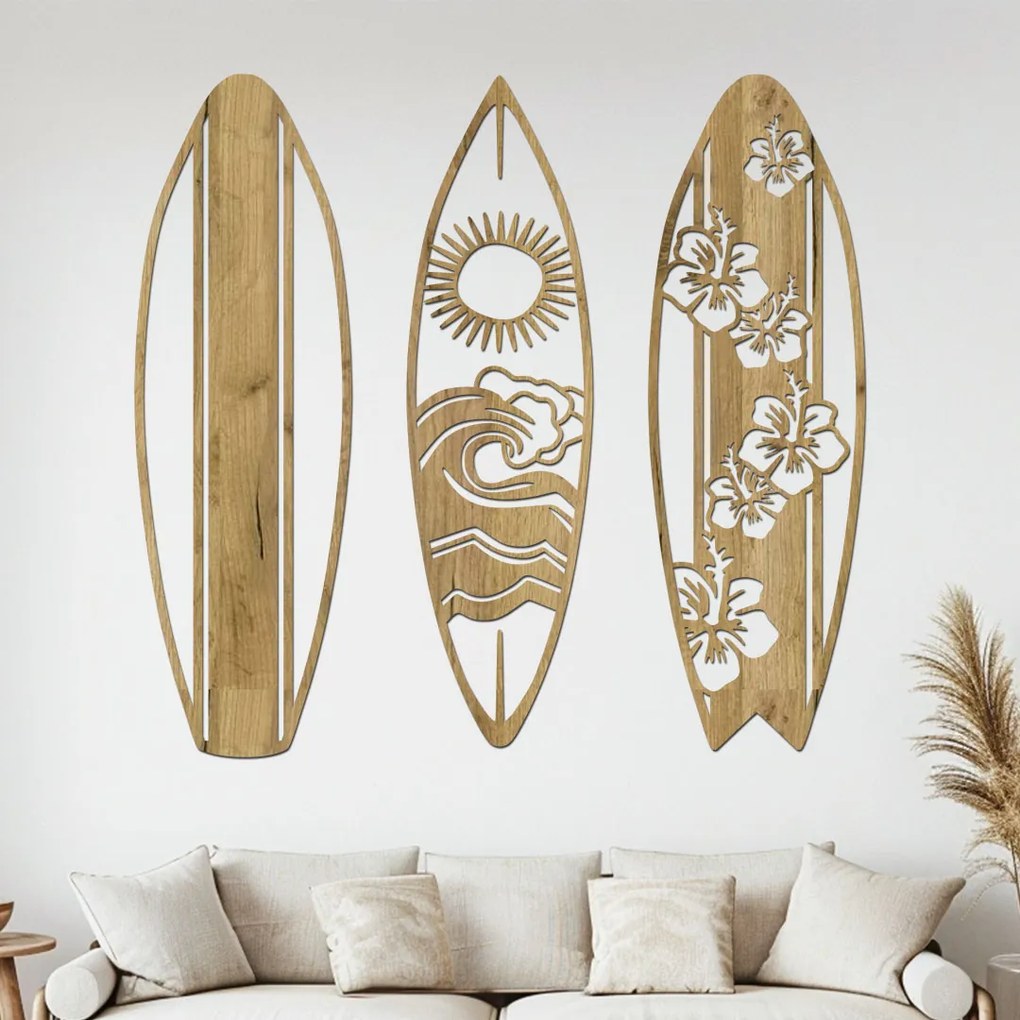 dřevo života Dřevěný obraz SURF ALOHA Zvolte barvu dekoru: Dub zlatý, Rozměry (cm): 64x60
