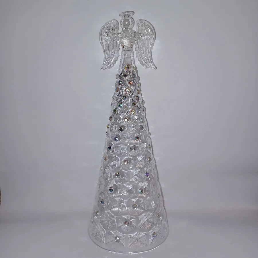 Skleněný anděl 10 × 26 cm, čiré sklo