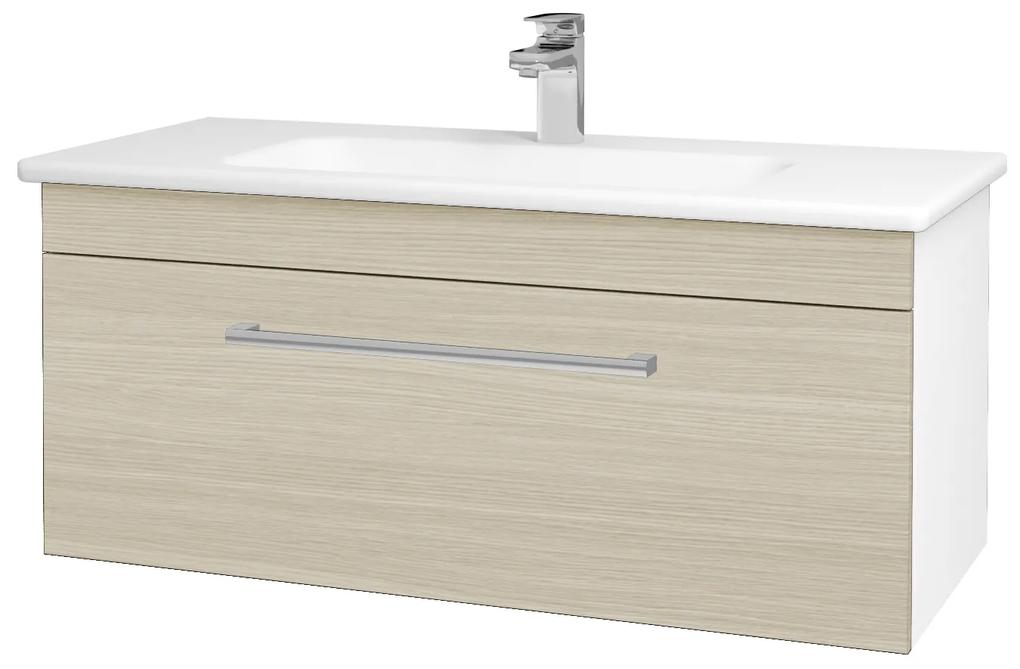 Dřevojas Koupelnová skříň ASTON SZZ 100 Varianta: N01 Bílá lesk / Úchytka T05 / D16 Beton tmavý