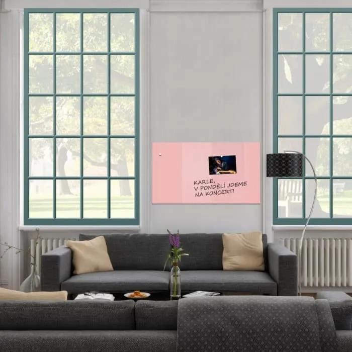 Růžová tělová skleněná magnetická tabule Smatab® - 100 × 150 cm