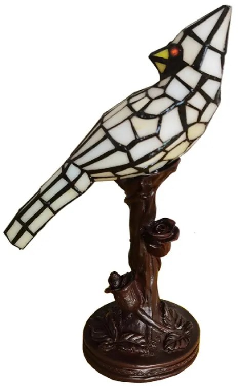 Stolní lampa Tiffany White Parrot – 15x12x33 cm