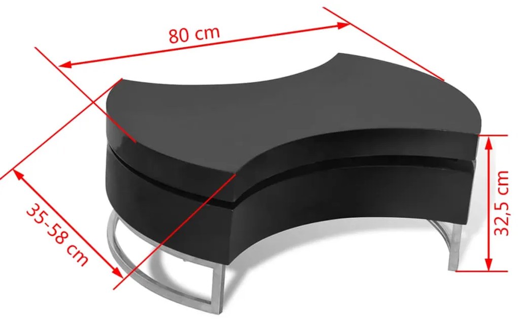 vidaXL Konferenční stolek s nastavitelným tvarem, černý s vysokým leskem