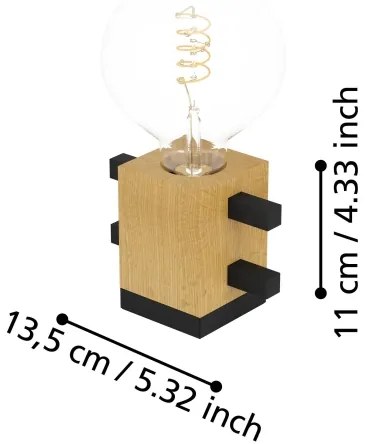 Eglo 390193 - Stolní lampa LEVANTARA 1xE27/40W/230V černá/hnědá