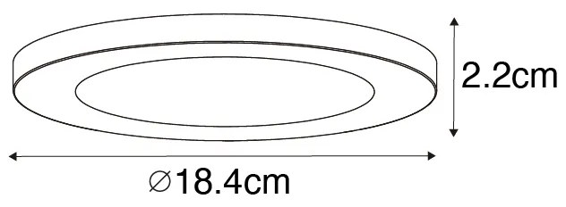 Přisazené nebo zapuštěné bodové svítidlo bílé 18 cm vč. LED 3-krokové stmívání do tepla s přepínačem Dip - Trans