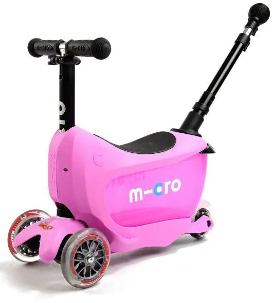 Plastové odrážedlo a koloběžka MICRO Mini2Go Deluxe Plus, Růžová