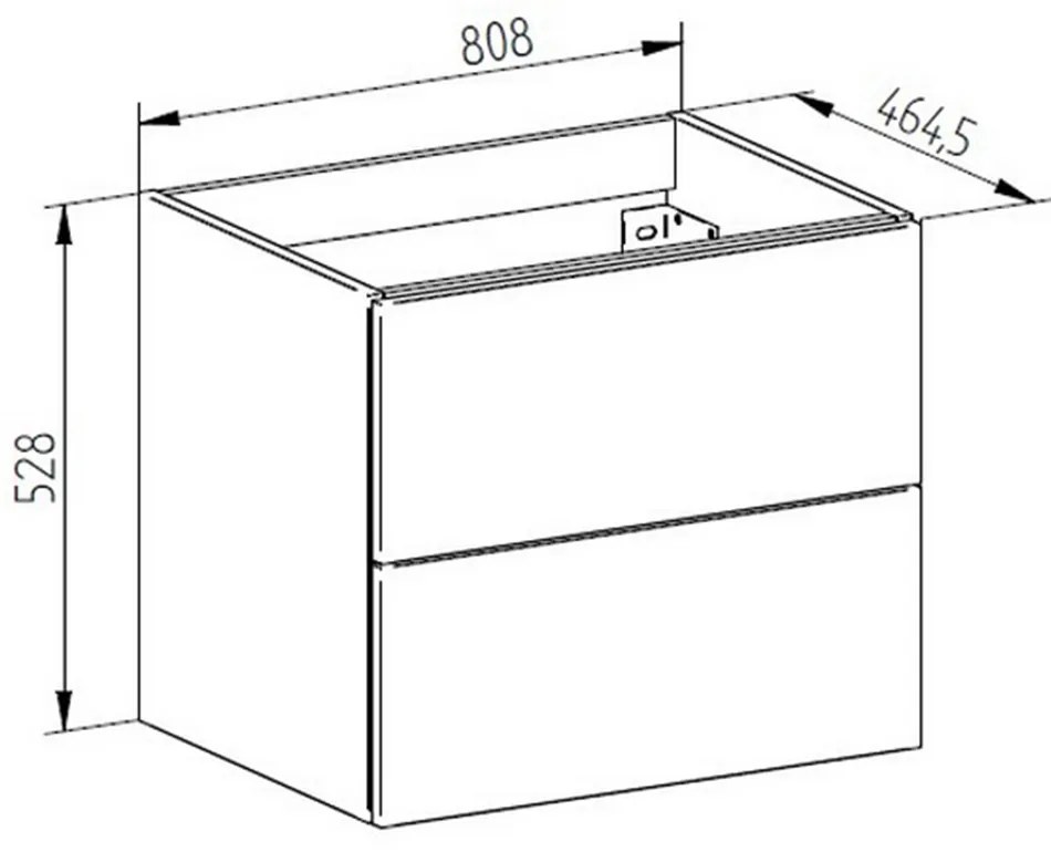 Mereo Mereo, Aira, koupelnová skříňka s keramickým umyvadlem 81 cm, bílá, dub, šedá, CN711