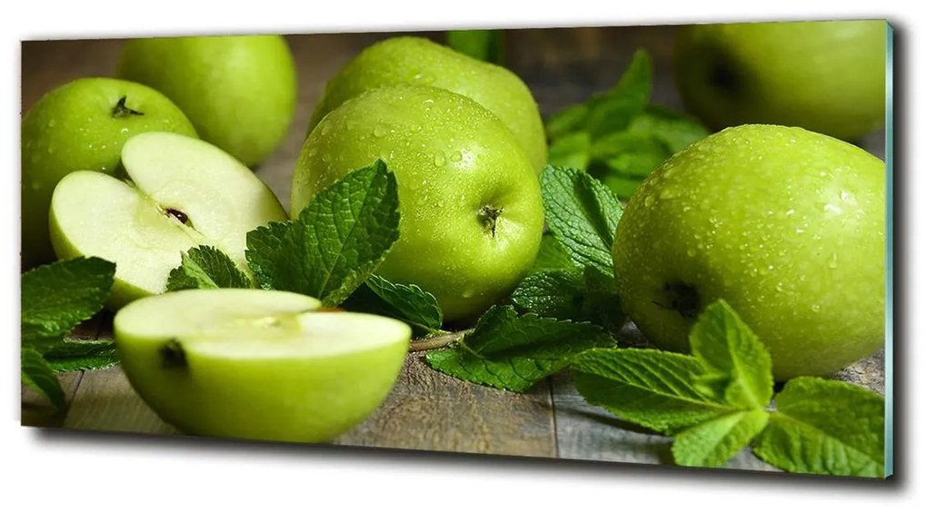 Foto obraz skleněný horizontální Zelená jablka