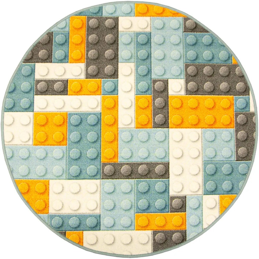 Kulatý dětský koberec Kostky Lego vícebarevný Rozměr: průměr 100 cm
