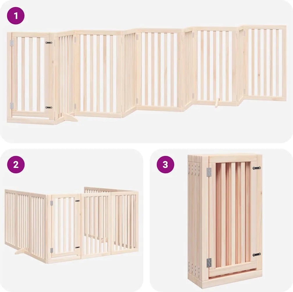 Zábrana pro psy s dvířky skládací 9 panelů 450 cm topol 3155644