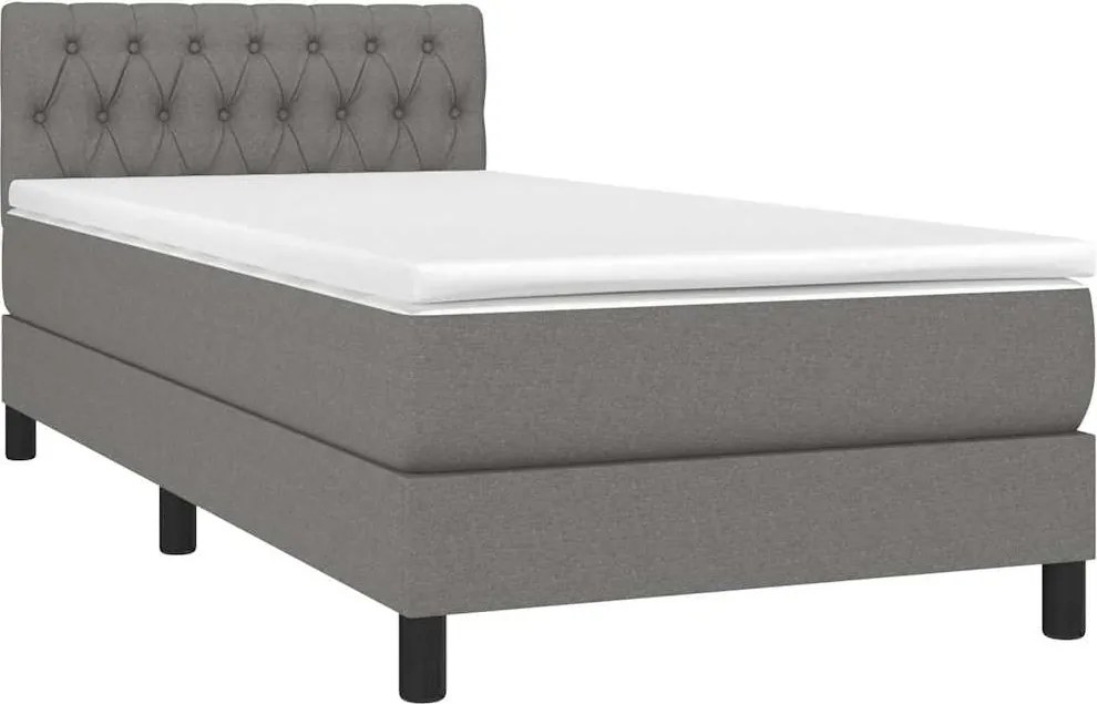Box spring postel s matrací a LED tmavě šedá 100x200 cm textil 3133374