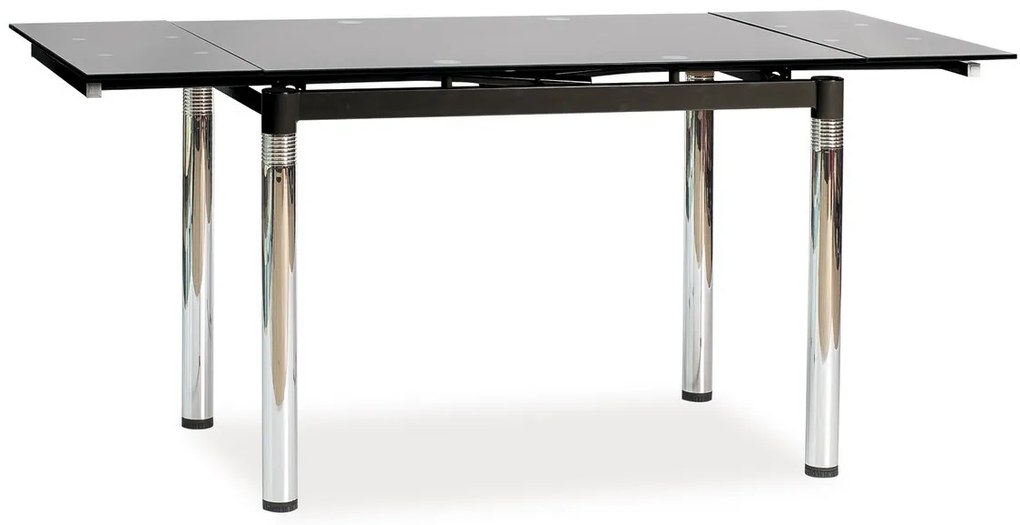 Jídelní stůl GD-018 rozkládací 110-170x74 cm, sklo černé, kov chrom