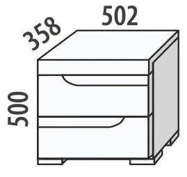 Noční stolek S&F 2zásuvky Domestav F133 Materiál: Dub Cink, Barevne provedení: Olej
