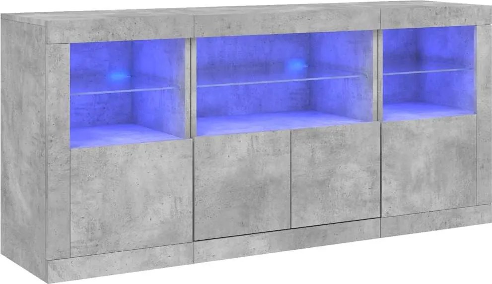 Příborník s LED osvětlením betonově šedý 142,5 x 37 x 67 cm 3209068