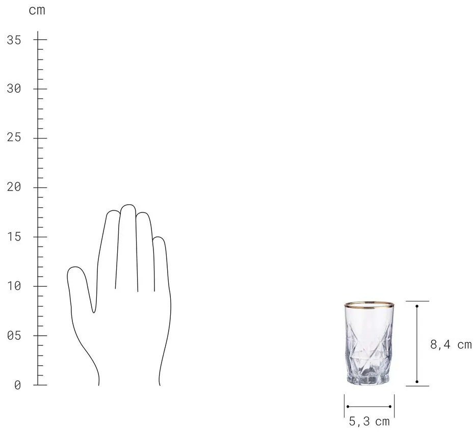 UPSCALE Sada sklenic na panáka se zlatým okrajem 110 ml 6 ks