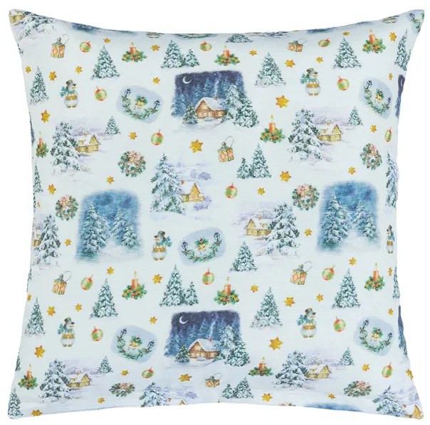 Bellatex Polštářek VÁNOCE Domeček, krajina zasněžená rozměr 45x45 cm